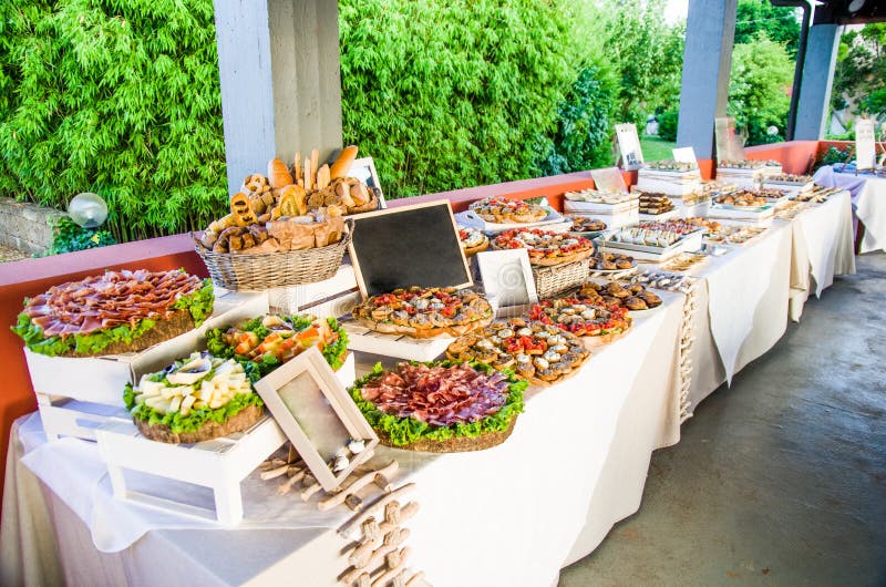 Table Spread with Appetizers for Your Party Stock Image - Image of ...