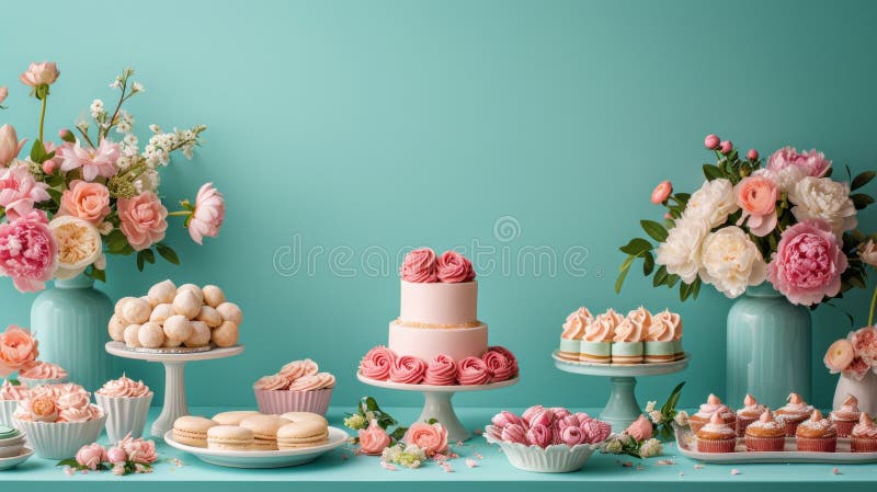 Elegant Spring Dessert Table Setup Stock Image - Image of spring, table ...