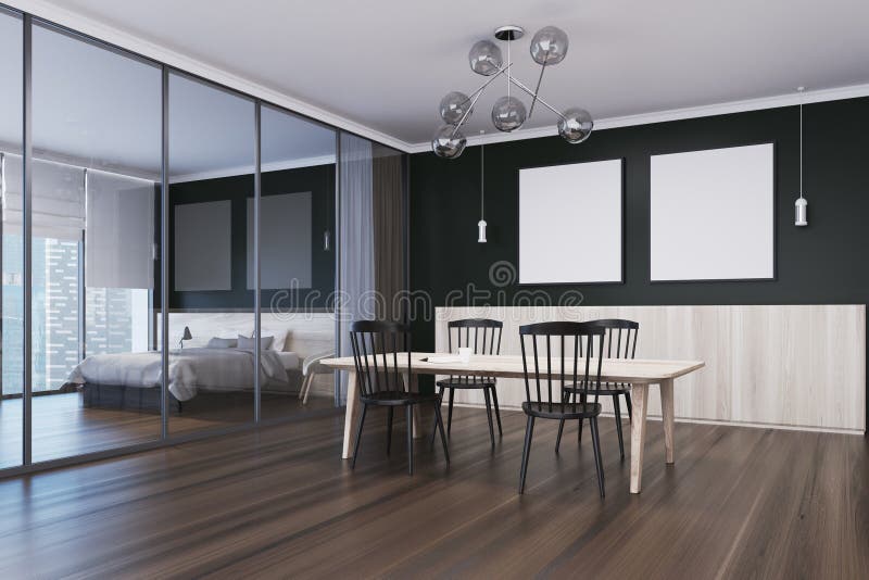 Table and Square Posters Dining Room Side Stock Illustration ...