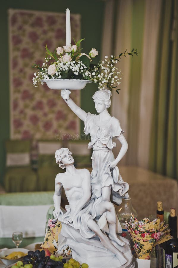 Table with Statues Made from Plaster Stock Image - Image of animal ...