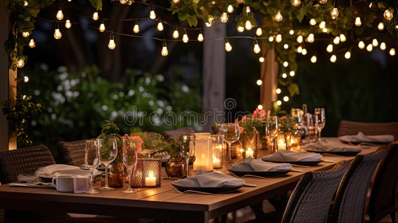 Table string lights banner stock illustration. Illustration of string ...