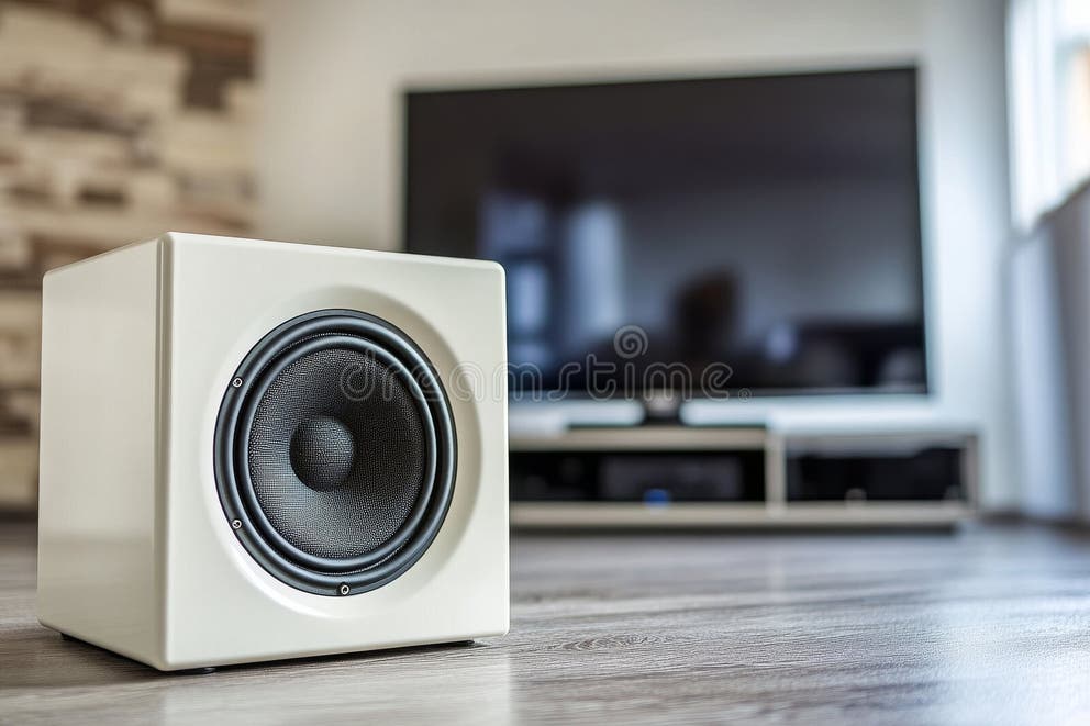 A Table Supports a Compact Sound System that Boasts a Sleek Design and ...