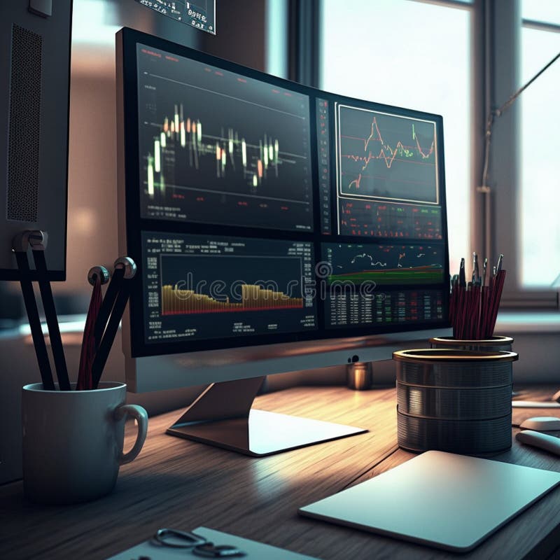 .illustration Workplace Office Investor Trader Business Finance ...