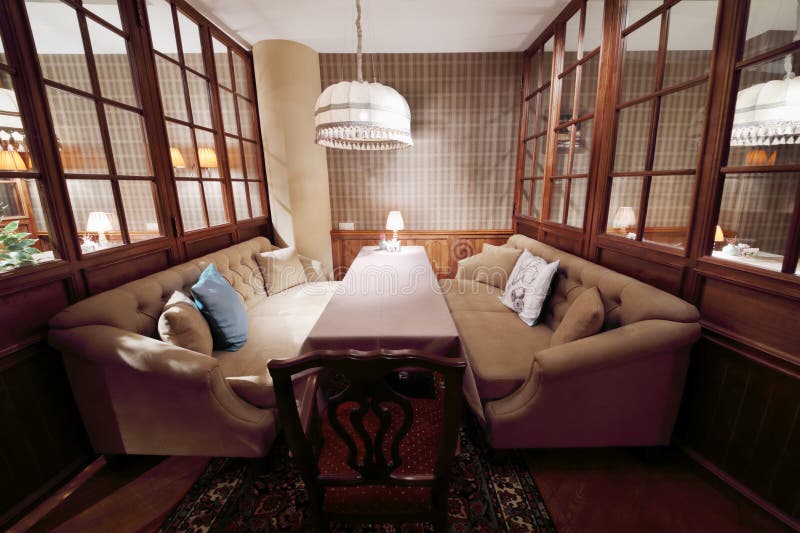 Table with Tablecloth in Home-style Restaurant Stock Image - Image of ...