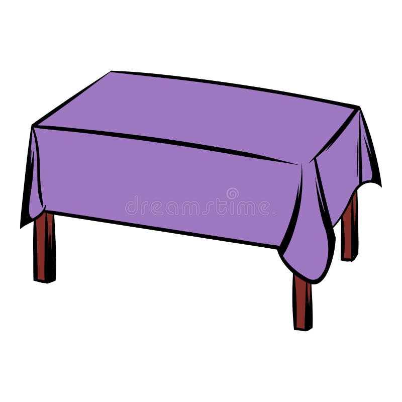 Table with Tablecloth Icon Cartoon Stock Vector - Illustration of lunch ...