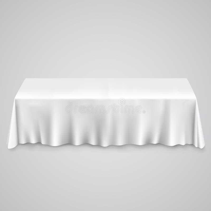 Table, White Cloth, Isolated, Clipping Path Stock Illustration ...