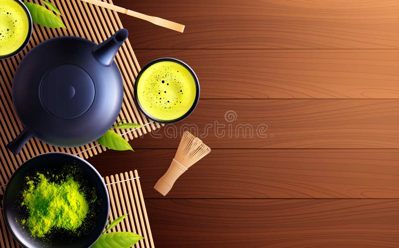 Table Tea Matcha Composition Stock Vector - Illustration of organic ...
