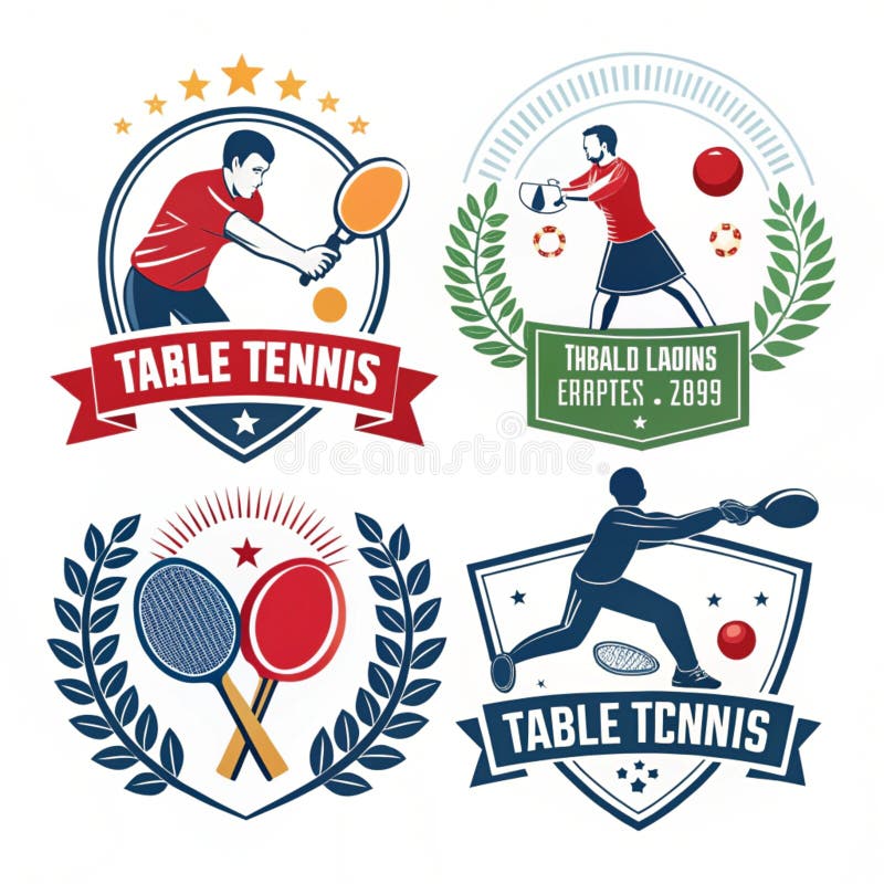 Table Tennis Badges Emblems Logos Design Icon Set on White Background ...
