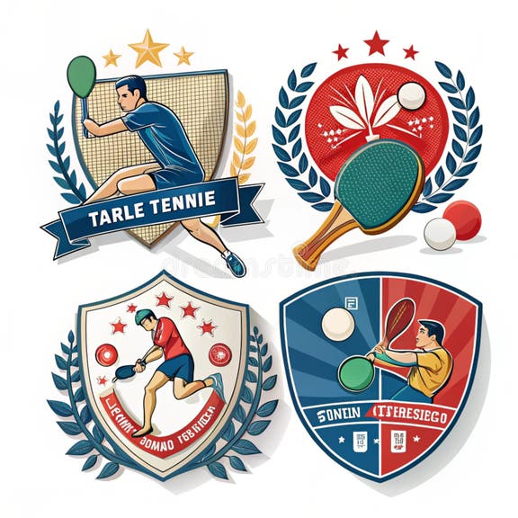 Table Tennis Badges Emblems Logos Design on White Background Stock ...