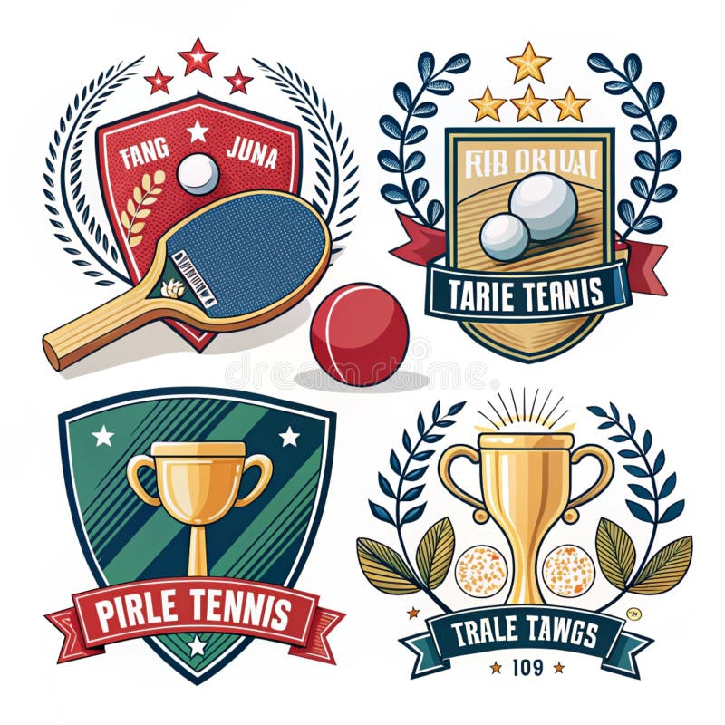 Table Tennis Badges Emblems Logos Design on White Background Stock ...