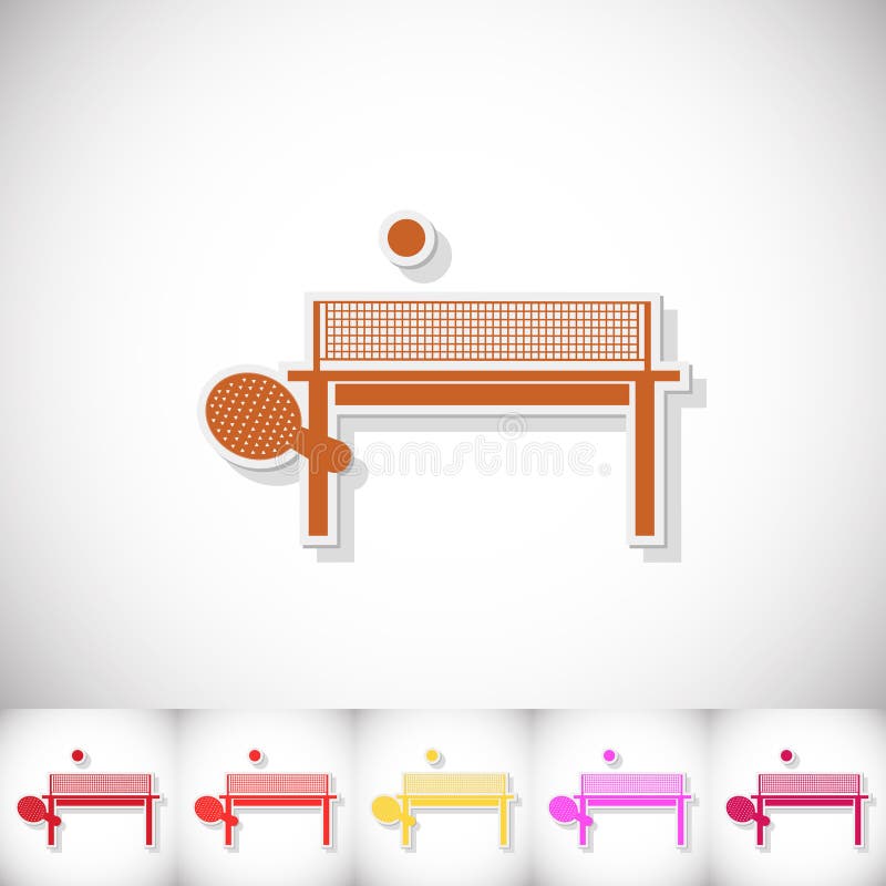 Table Tennis. Flat Sticker with Shadow on Old Paper Stock Vector ...