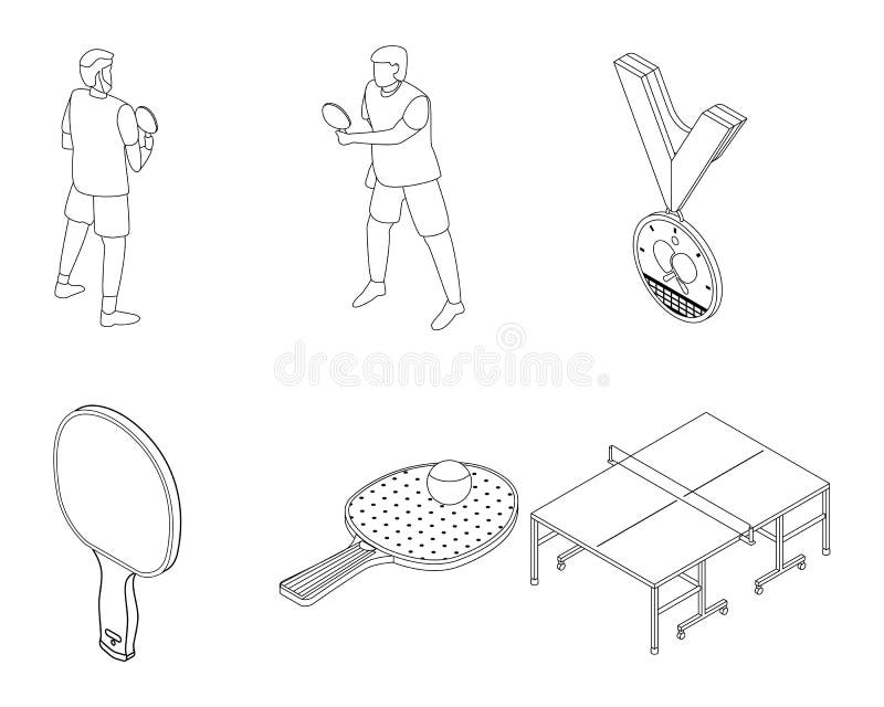 Table Tennis Icons Set Vector Outline Stock Illustration - Illustration ...