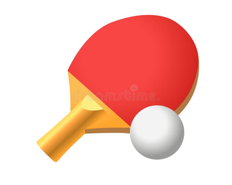 Table Tennis Paddle Icon with Red Rubber Surface and Ping Pong Ball ...
