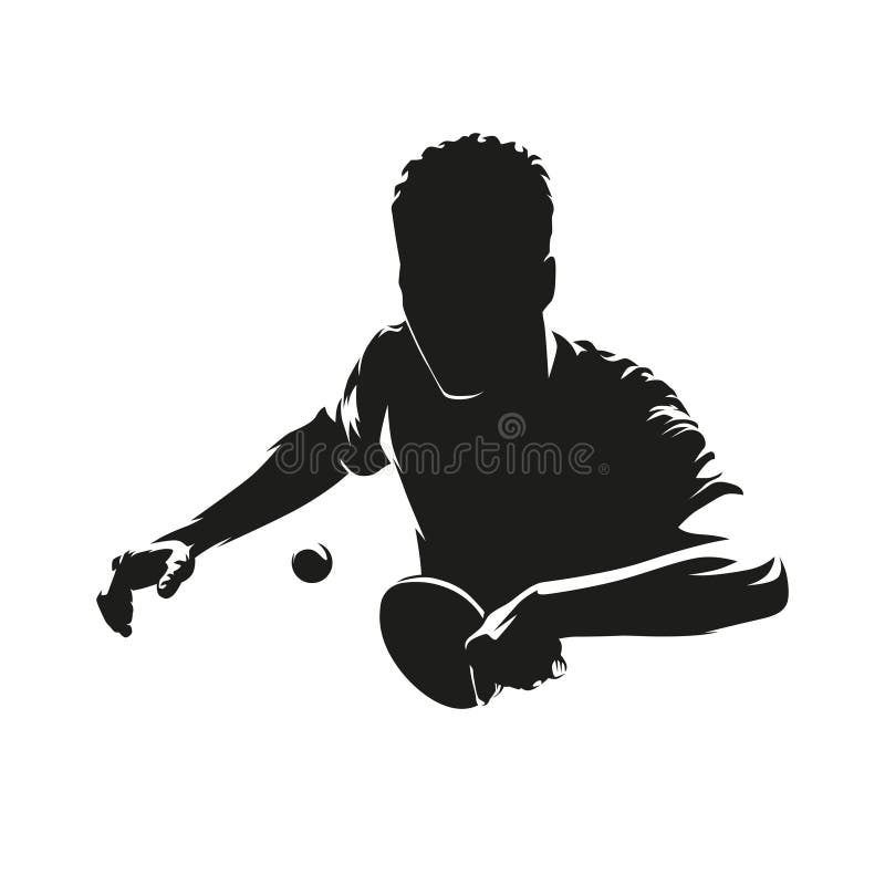 Table Tennis Player, Isolated Vector Silhouette, Man Playing Ping Pong ...