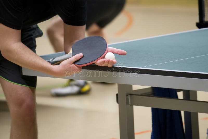 Table Tennis Player Serving Stock Photo - Image of match, closeup ...