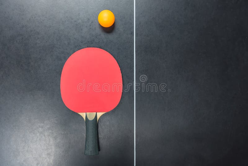 Table Tennis Racket with Orange Ball on Table Stock Image - Image of ...