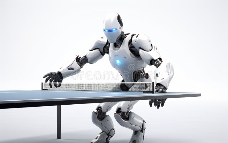 Table Tennis Robot Against Clean White Stock Illustration ...