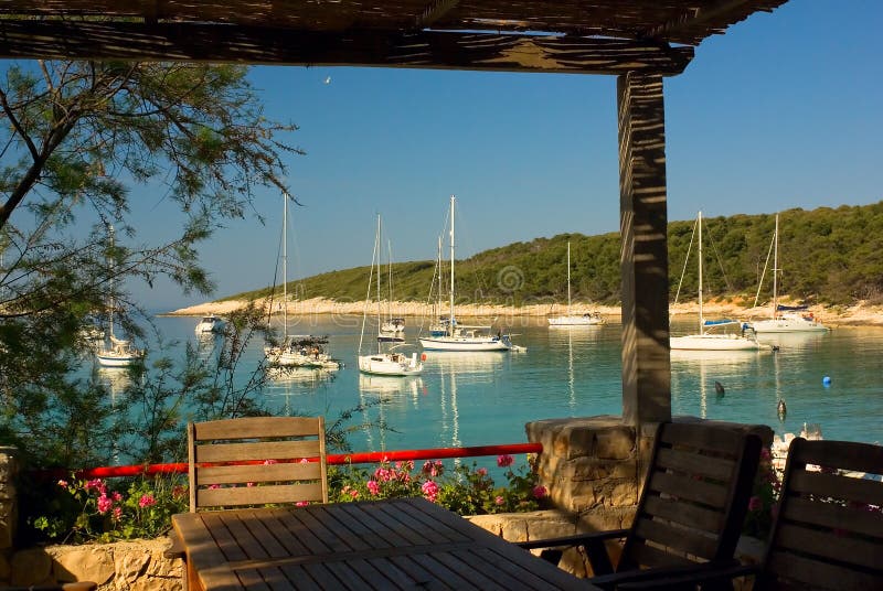 Table on Terrace of Exotic Island Beach Restaurant Stock Photo - Image ...