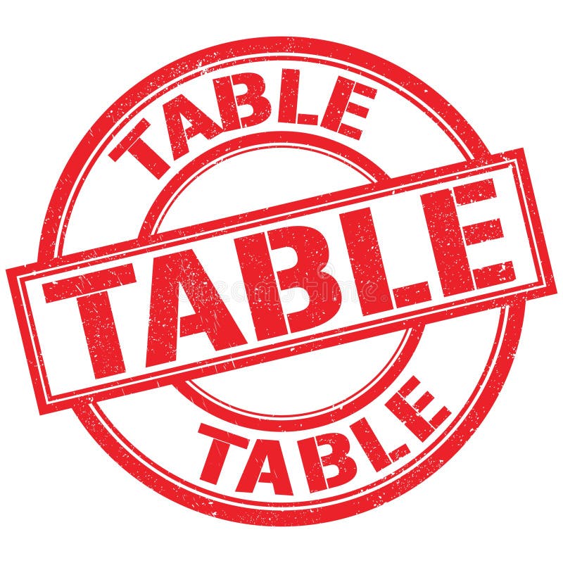 TABLE Text Written on Red Stamp Sign Stock Illustration - Illustration ...