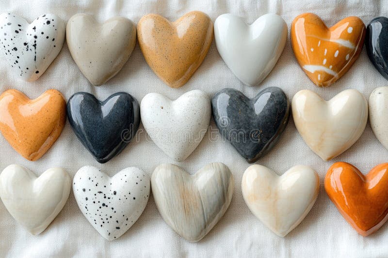 There are Many Unique and Different Types of Hearts Placed on the Table ...