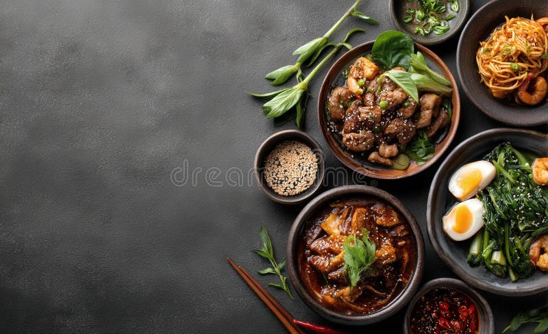 There are Various Types of Food in the Bowls on the Table Stock Image ...