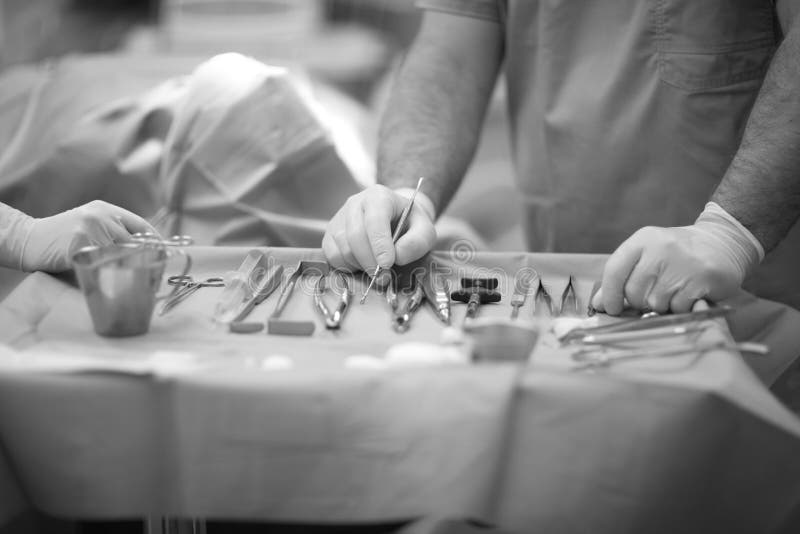 The Table with the Tool in the Operating Room Stock Image - Image of ...