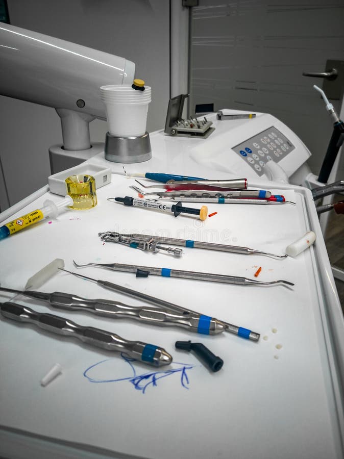 Table with Tools for Dentist Stock Photo - Image of hospital, isolated ...