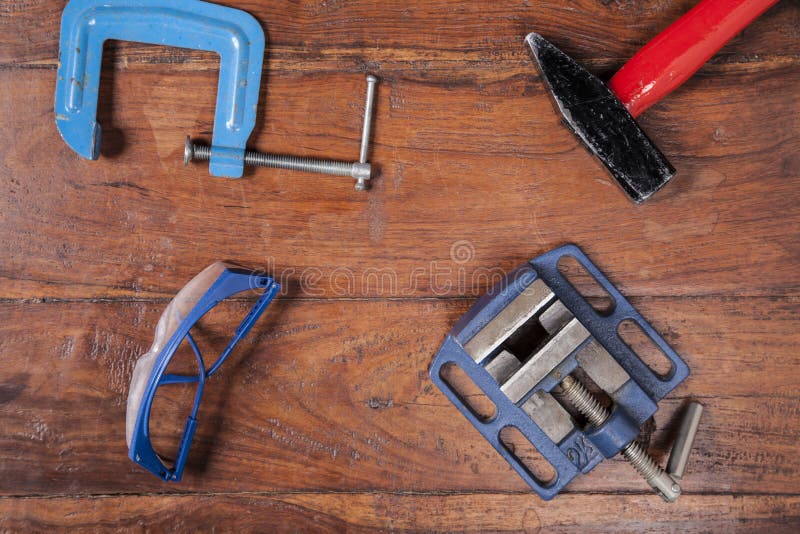 Table with Tools, View from the Top Stock Photo - Image of cutter ...
