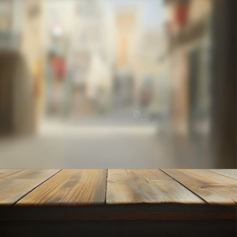 Table Top and Blur Building of the Background, Mock Up Template Stock ...