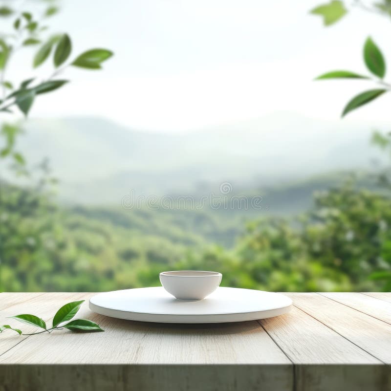 Table Top and Coffee Cup on Wooden Table with Blur Nature Background ...