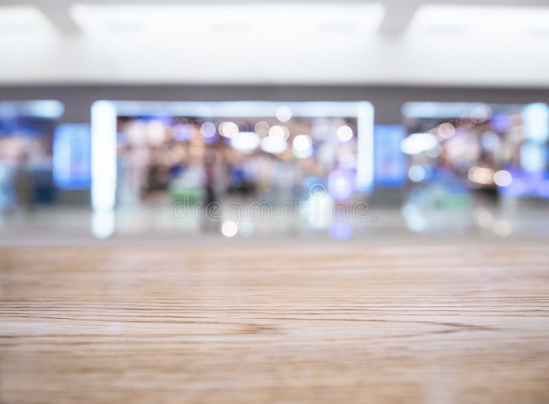 Table Top Counter Blur Shopping Mall Lighting Retail Background Stock ...
