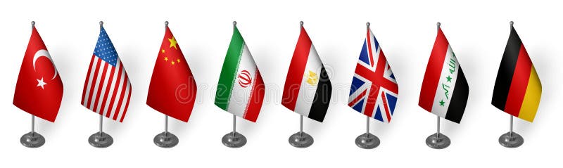 Table Top Flags of Eight Countries. Stock Illustration - Illustration ...