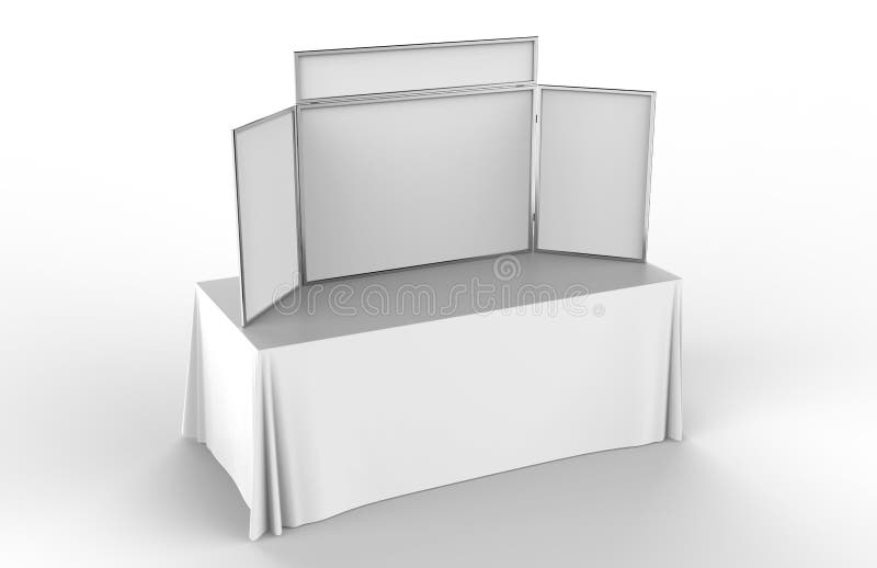 Table Top Folding Display Board for Trade Show. 3d Render Illustration ...