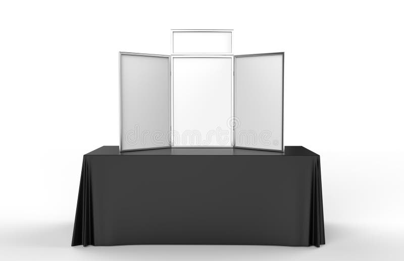 Table Top Folding Display Board for Trade Show. 3d Render Illustration ...