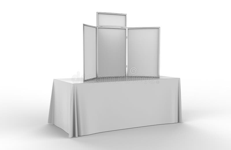 Table Top Folding Display Board for Trade Show. 3d Render Illustration ...