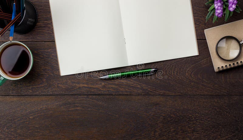 Table Top View Aerial Image Stationary on Office Desk Stock Image ...