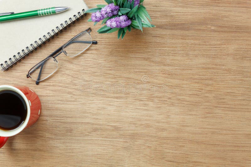 Table Top View Aerial Image Stationary Office Desk Background Stock ...