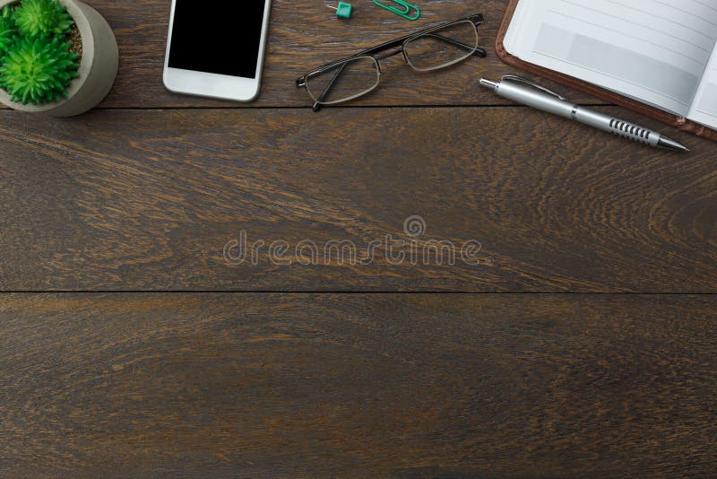 Table Top View Aerial Image Stationary Office Desk Background Stock ...