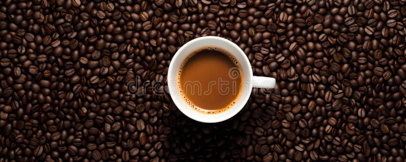 Table Top View of Coffee Cup and Coffee Seeds Stock Illustration ...