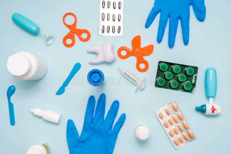 A Table Top View on Tools of Healthcare and Medical Background Concept ...