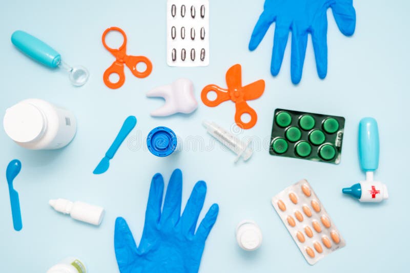 A Table Top View on Tools of Healthcare and Medical Background Concept ...