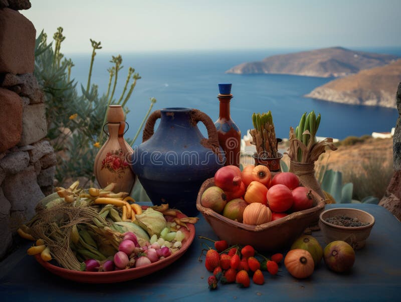 A Table Topped with Bowls of Fruit and Vegetables. AI Generative Image ...