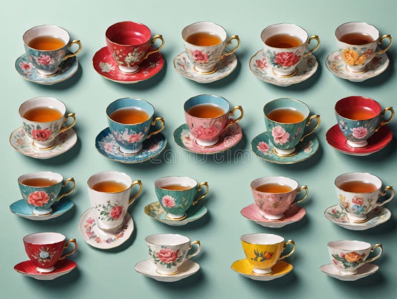 A Table Topped with Lots of Different Cups and Saucers. Generative AI ...