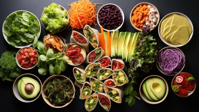 A Table Topped with Lots of Different Types of Food Stock Illustration ...