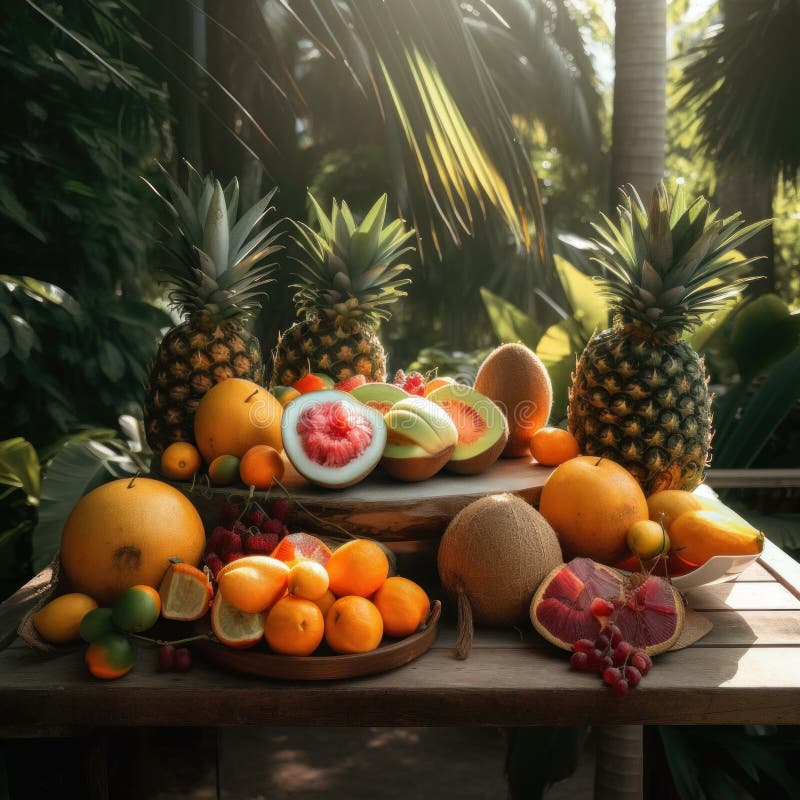 A Table Topped with Lots of Different Types of Fruit. AI Generative ... A Table Topped with Lots of Different Types of Fruit. AI Generative ...