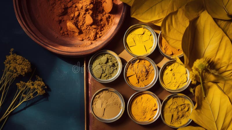 A Table Topped with Lots of Different Types of Powders Stock Photo ...