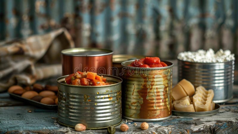 Table Topped with Tins of Food, Suitable for Food Blogs or Restaurant ...