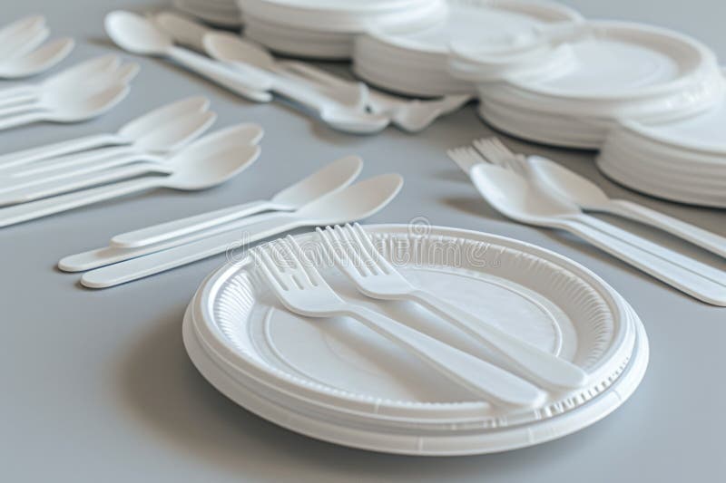 Table Topped with White Plates and Silverware, Suitable for Various ...