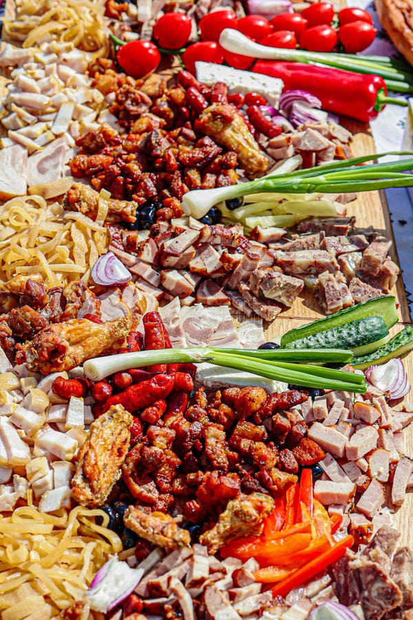 Table with Traditional Dishes Meat Ham Stock Photo - Image of ...