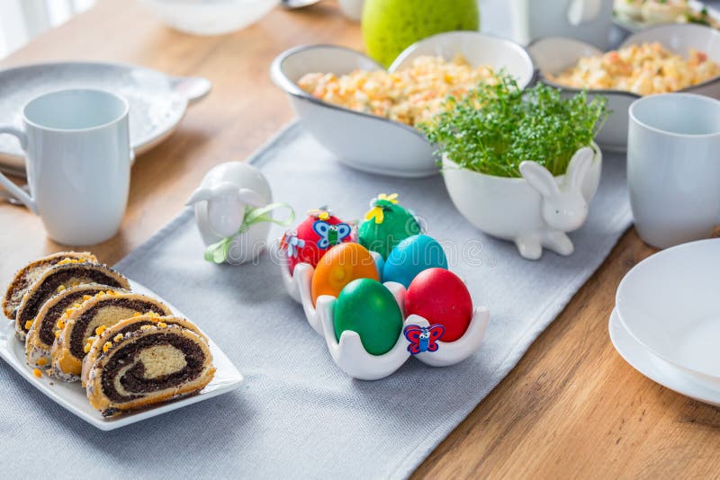 Table with Traditional Food for Easter Breakfast Stock Image - Image of ...